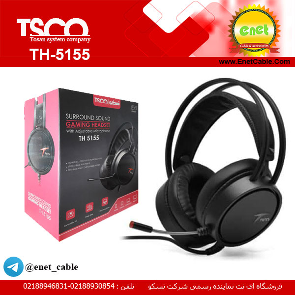 خرید و قیمت عمده هدست گیمینگ سیم دار تسکو مدل TH-5155 ⭐️| فروشگاه ای‌نت