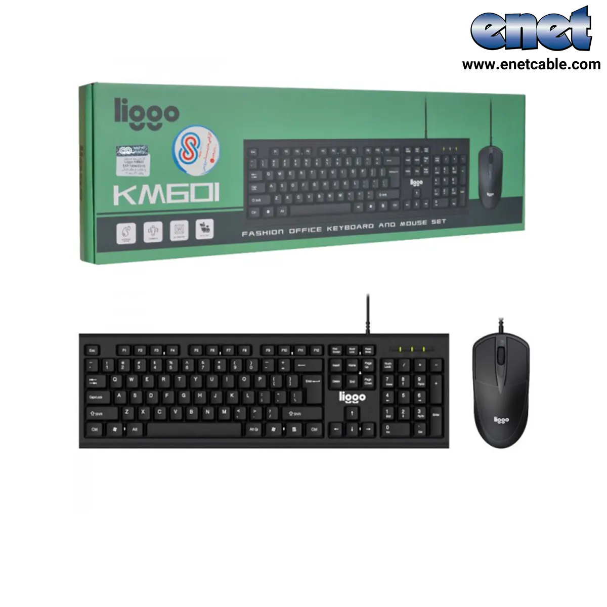خرید و قیمت عمده کیبورد و موس باسیم LIGGO-KM601 ⭐️| فروشگاه ای‌نت