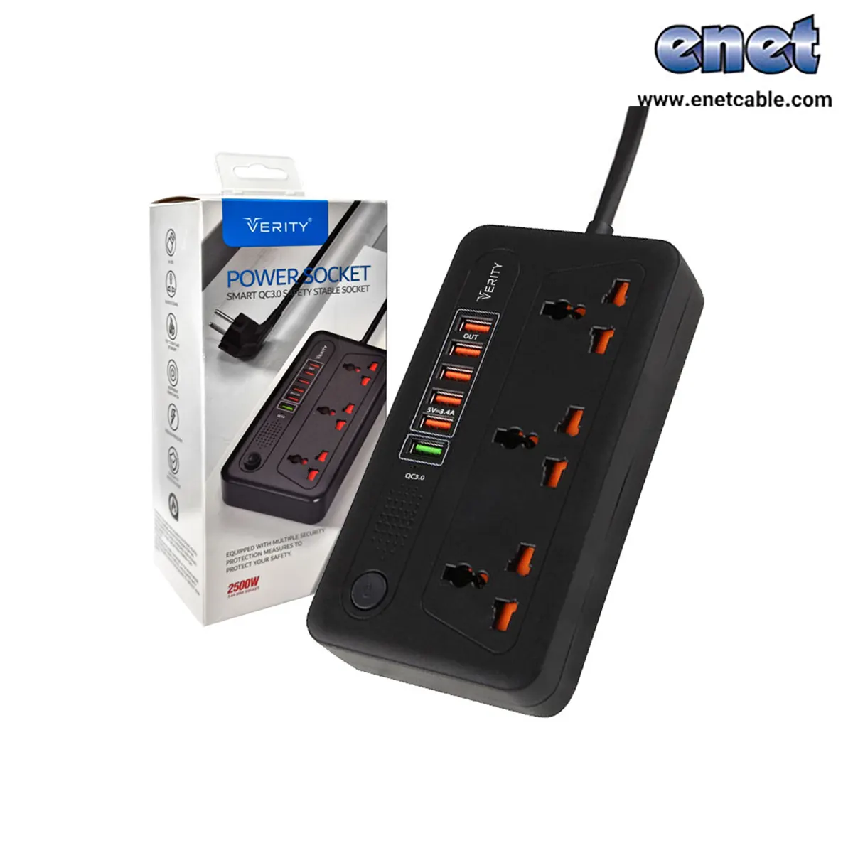 خرید و قیمت عمده ۳ راهی برق+۵پورتUSB وریتی مدل PS3114 ⭐️| فروشگاه ای‌نت