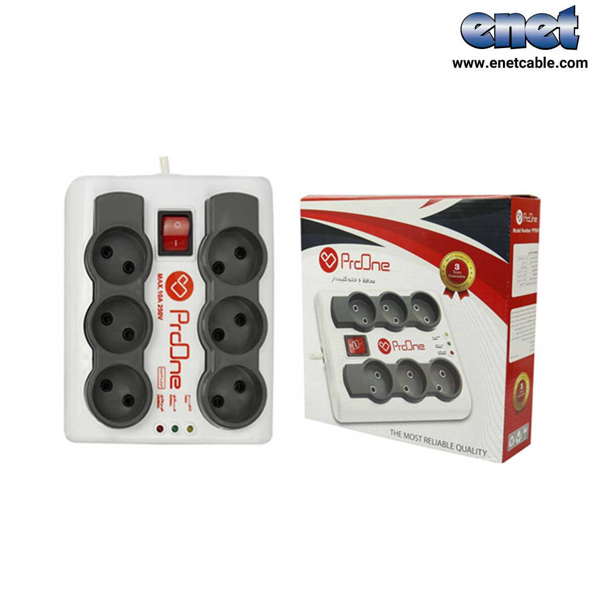 خرید و قیمت عمده محافظ برق ۶ خانه ۱٫۵ متری PROONE-PPS610 ⭐️| فروشگاه ای‌نت