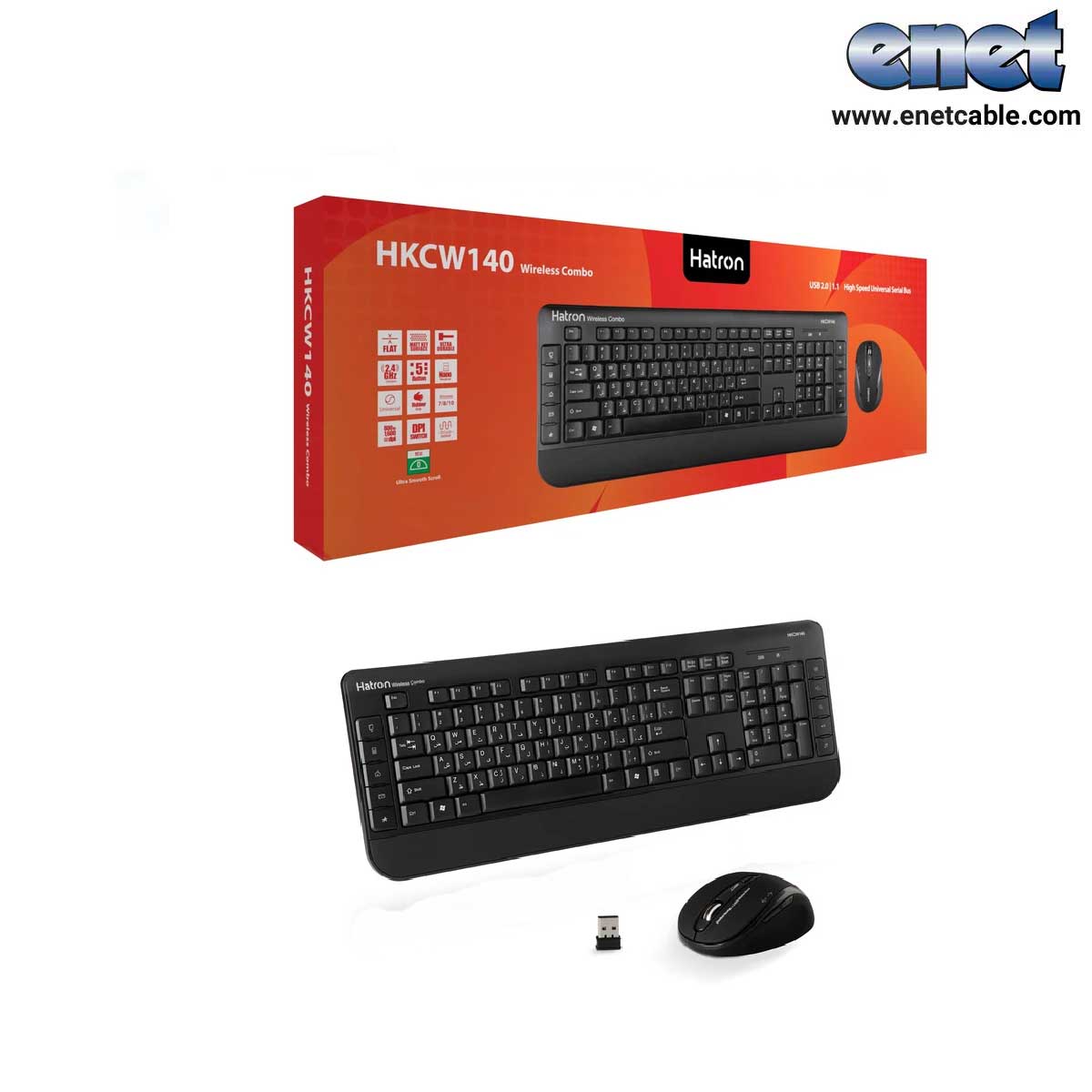 خرید و قیمت عمده کیبورد و موس بیسیم هترون مدل HKCW-140 ⭐️| فروشگاه ای‌نت