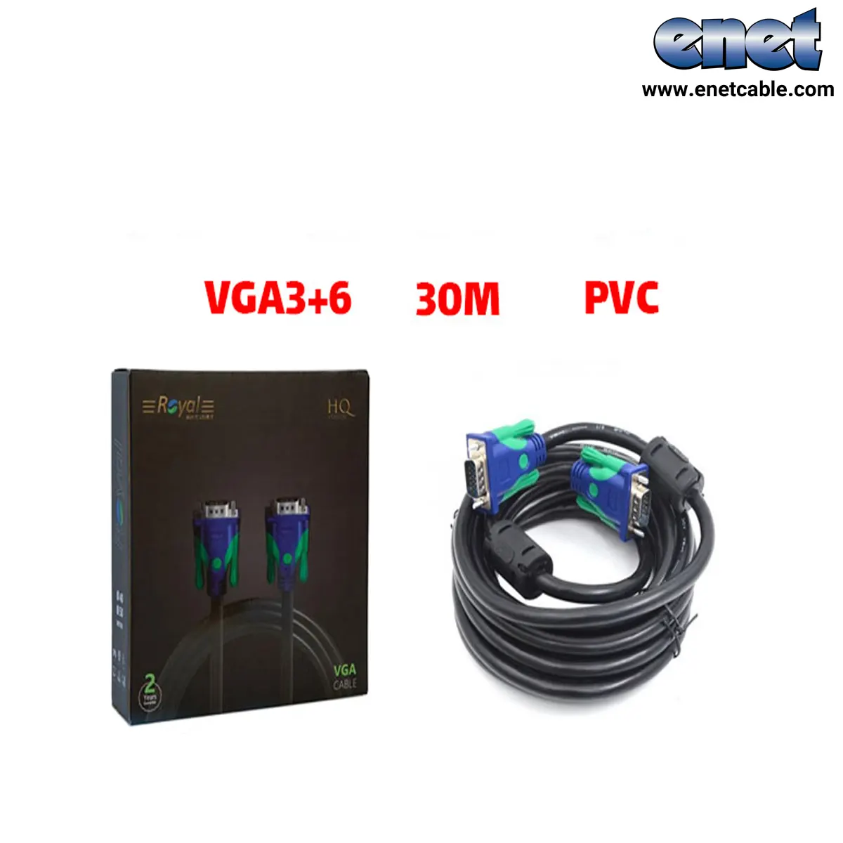 خرید و قیمت عمده کابل VGA3+6 رویال ۳۰ متری ⭐️| فروشگاه ای‌نت