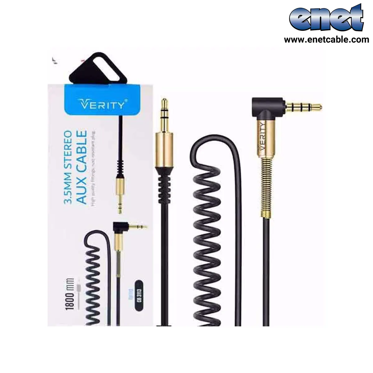 خرید و قیمت عمده کابل فنری AUX 90 درجه وریتی مدل CB3113 ⭐️| فروشگاه ای‌نت