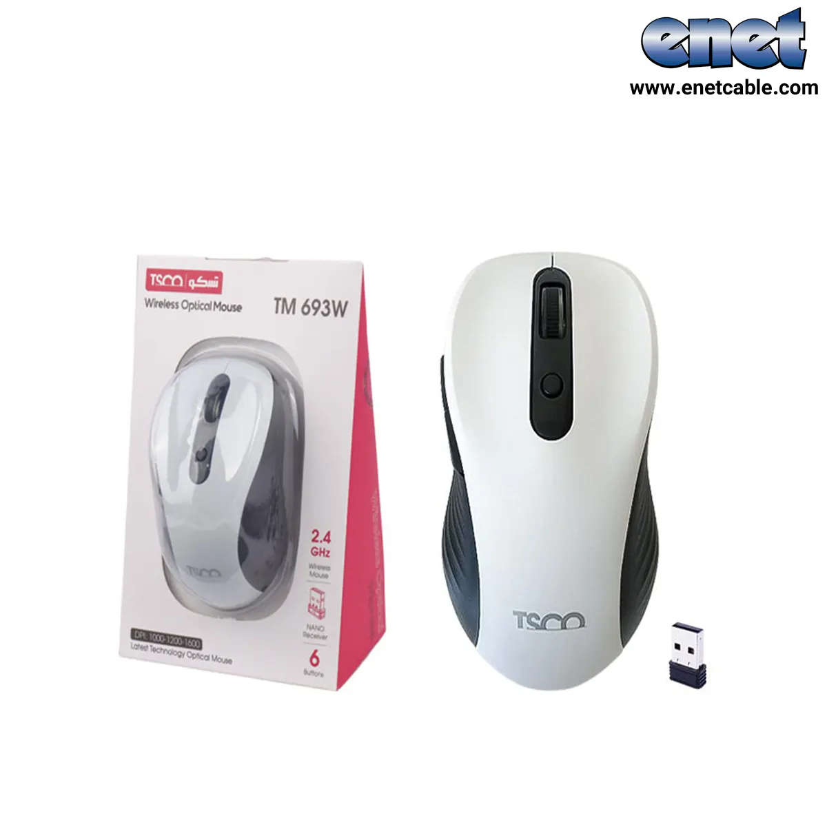 خرید و قیمت عمده موس بی سیم تسکو مدل TM-693 سفید ⭐️| فروشگاه ای‌نت